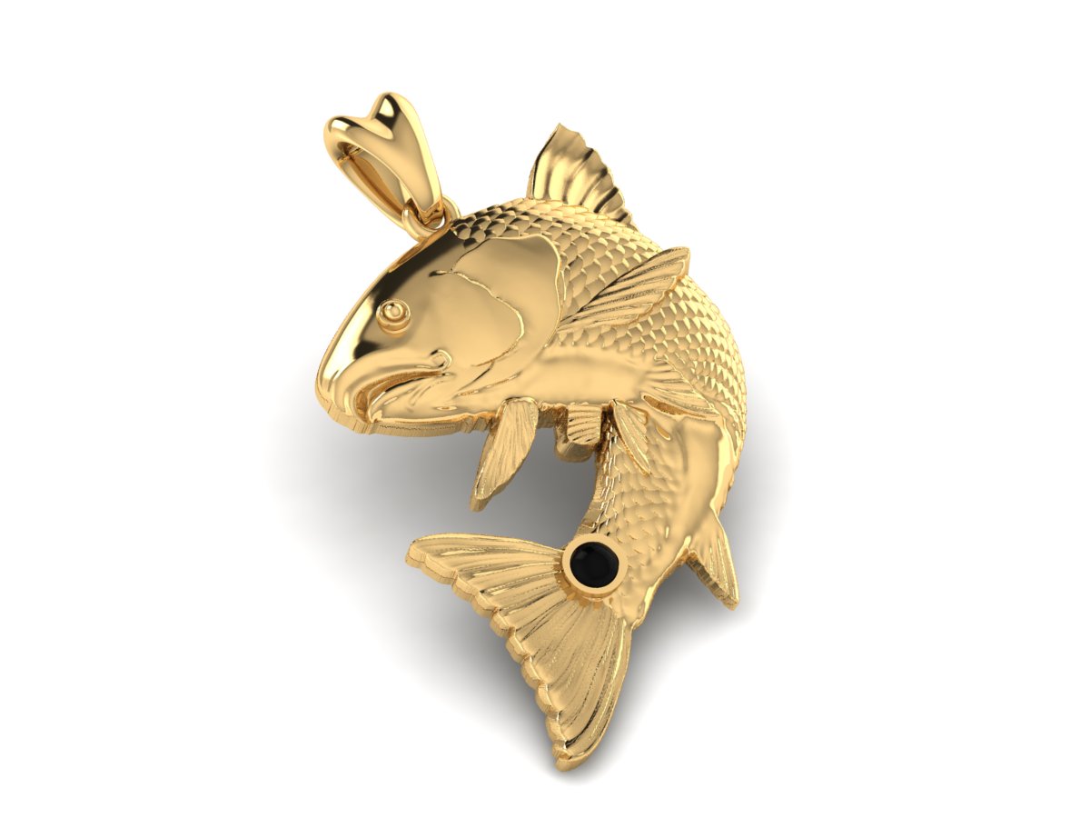 Action Redfish Pendant in Solid Gold | Castil